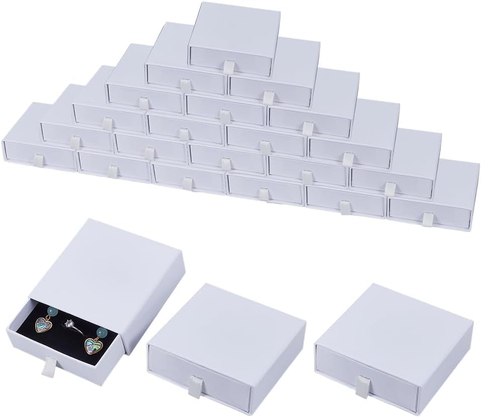 24 Pack Square Drawer Gift Boxes 3.6x3.6x1.2 Inch Cardboard Jewelry ...