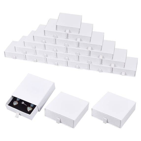 24 Pack Square Drawer Gift Boxes Cardboard Jewelry Boxes DIY White ...