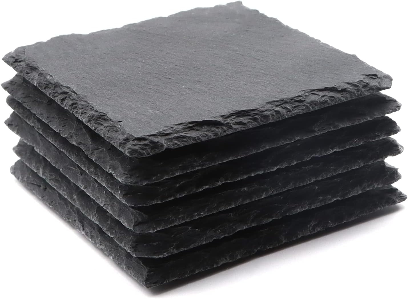 24 Pack Square Slate Drink Coasters, VIBRATITE 4 Inch Black Slate Stone ...