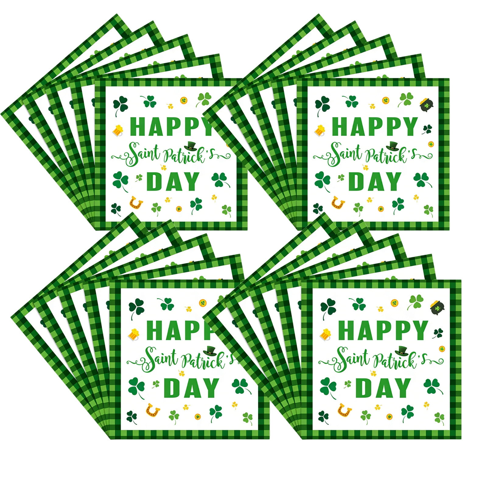 24-Pack St. Patrick's Day Shamrock Napkins – Disposable Green Paper ...