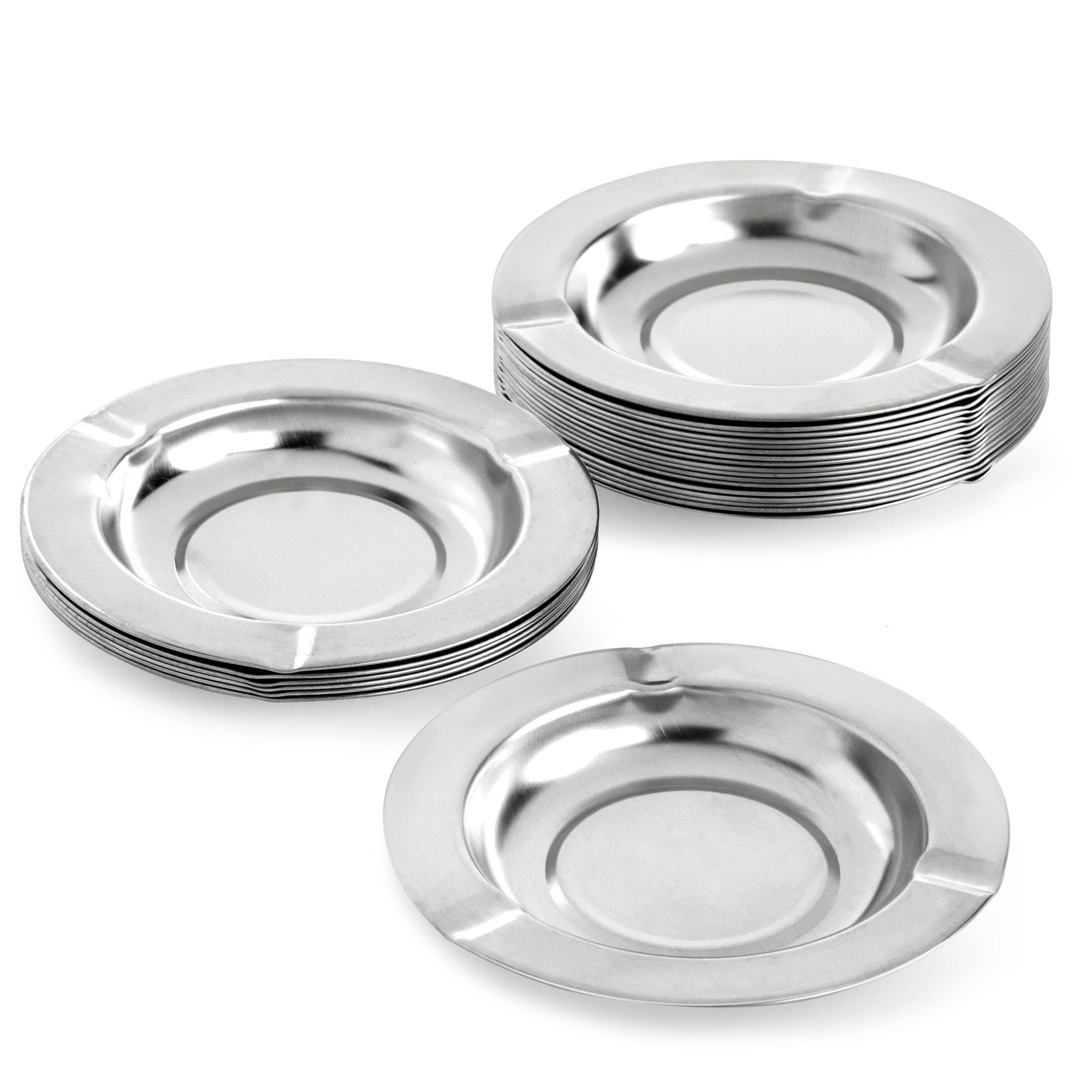 24-Pack Stainless Steel Ashtrays, Metal Ashtray Set for Cigarettes ...