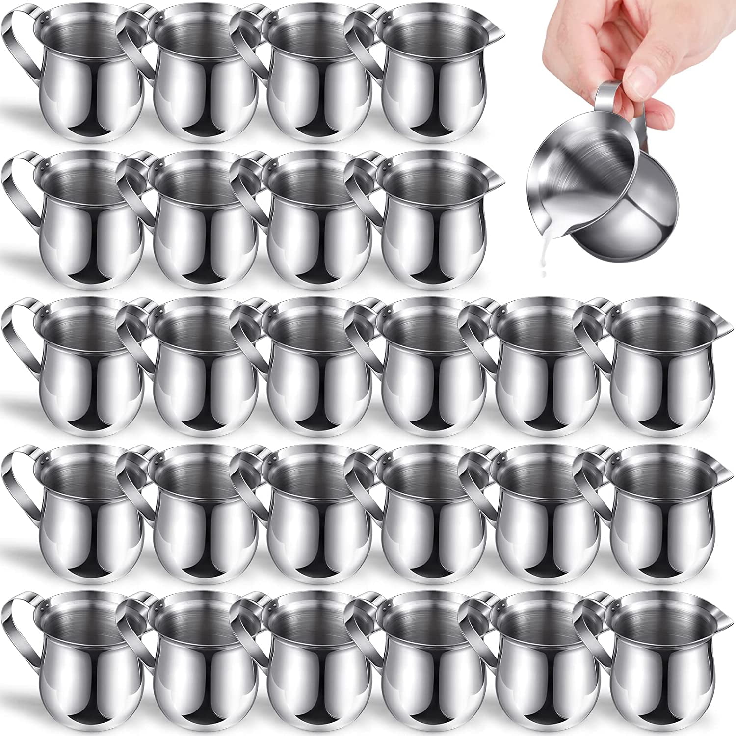 24 Pack Stainless Steel Bell Creamers 3 Ounce Creamer Pitcher Mini ...