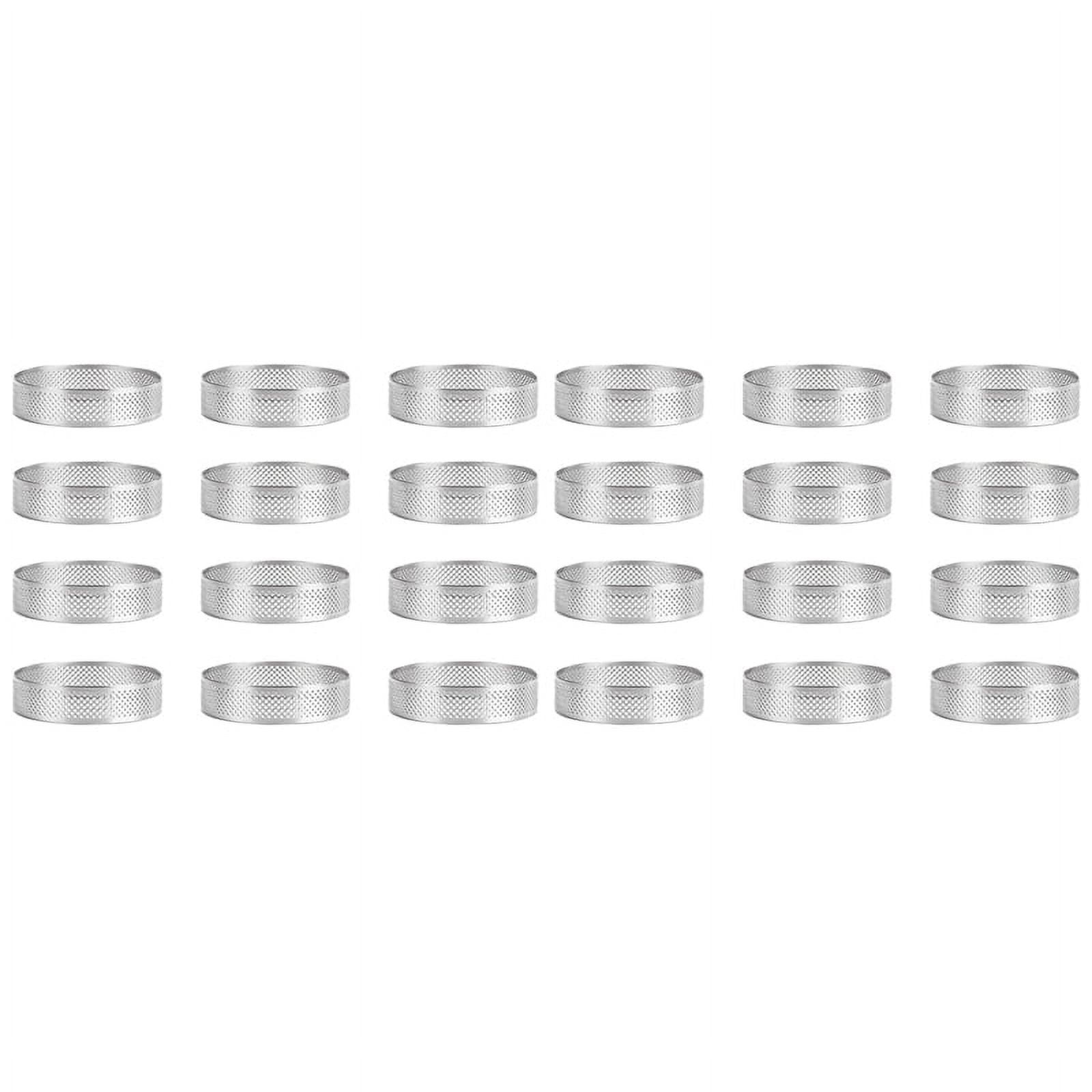 24 Pack Stainless Steel Tart Rings,Perforated Cake Mousse Ring,Cake ...