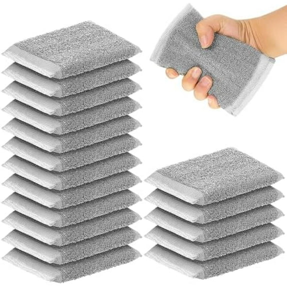 24 Pack Steel Scrub Sponges for Dishes Non Scratch Scouring Sponge ...