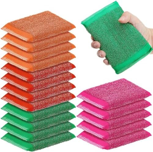 24 Pack Steel Scrub Sponges for Dishes Non Scratch Scouring Sponge ...