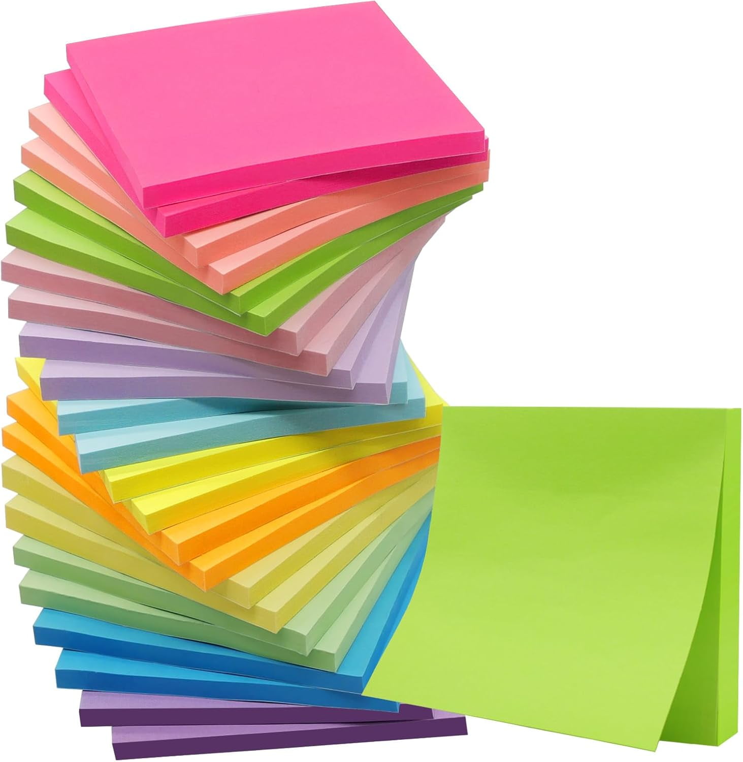 (24 Pack) Sticky Notes 3x3 in Post, 12 Bright Colors Sticky Note Self ...