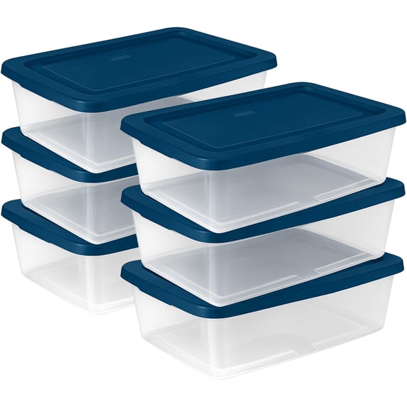 24 Pack Storage Boxes Clear Plastic Stackable Containers Lightweight Home Organizers with Snap ...