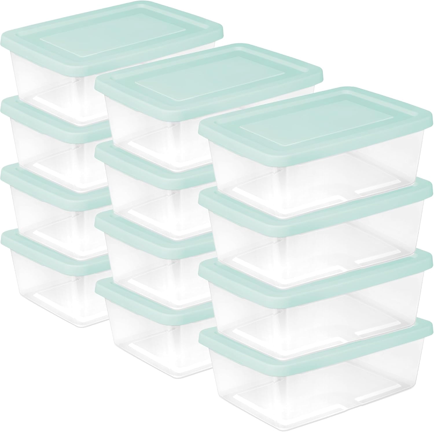 24 Pack Storage Boxes Clear Plastic Stackable Containers Lightweight ...