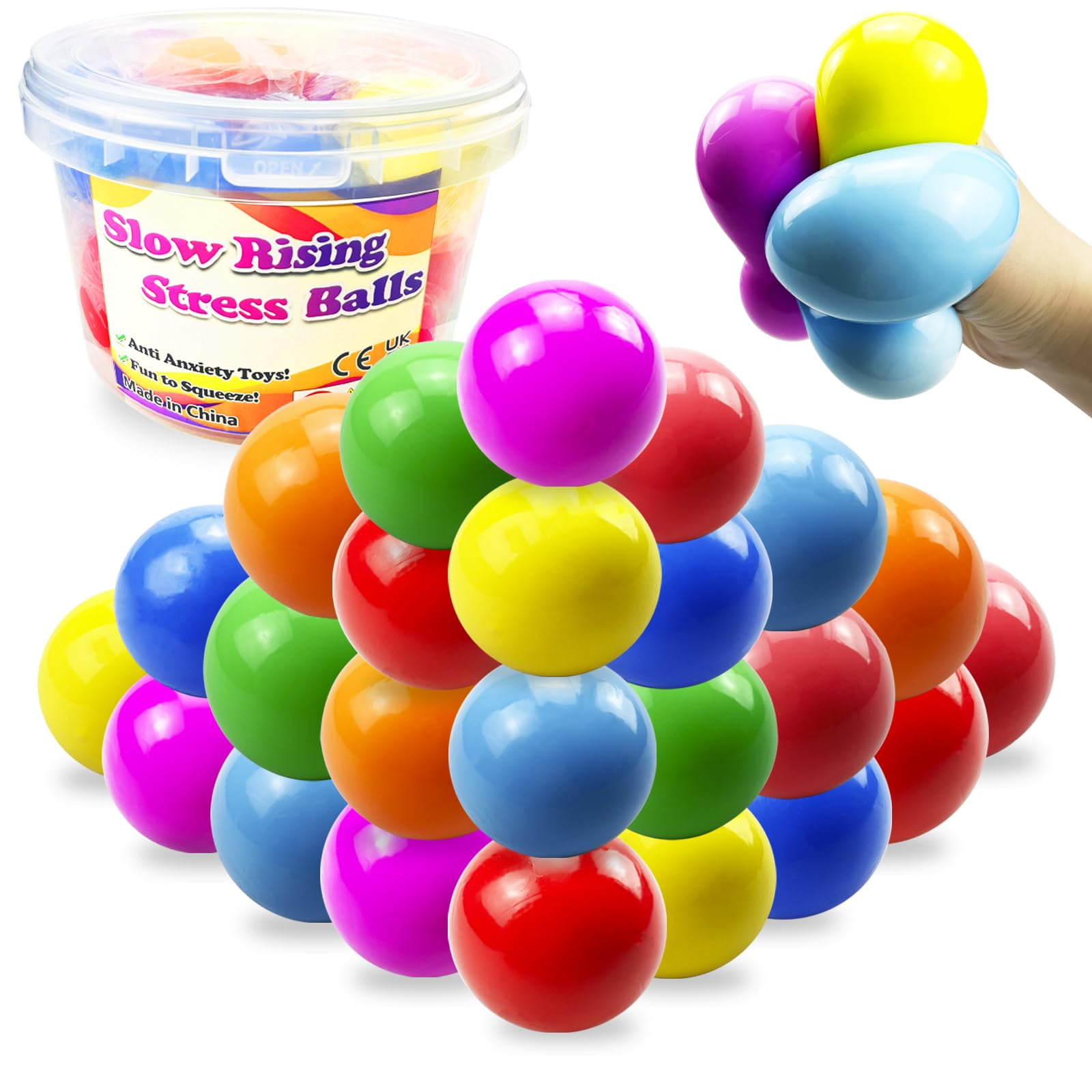 24 Pack Stress Balls Bulk Slow Rising Squishy Fidget Toys Squeezing ...