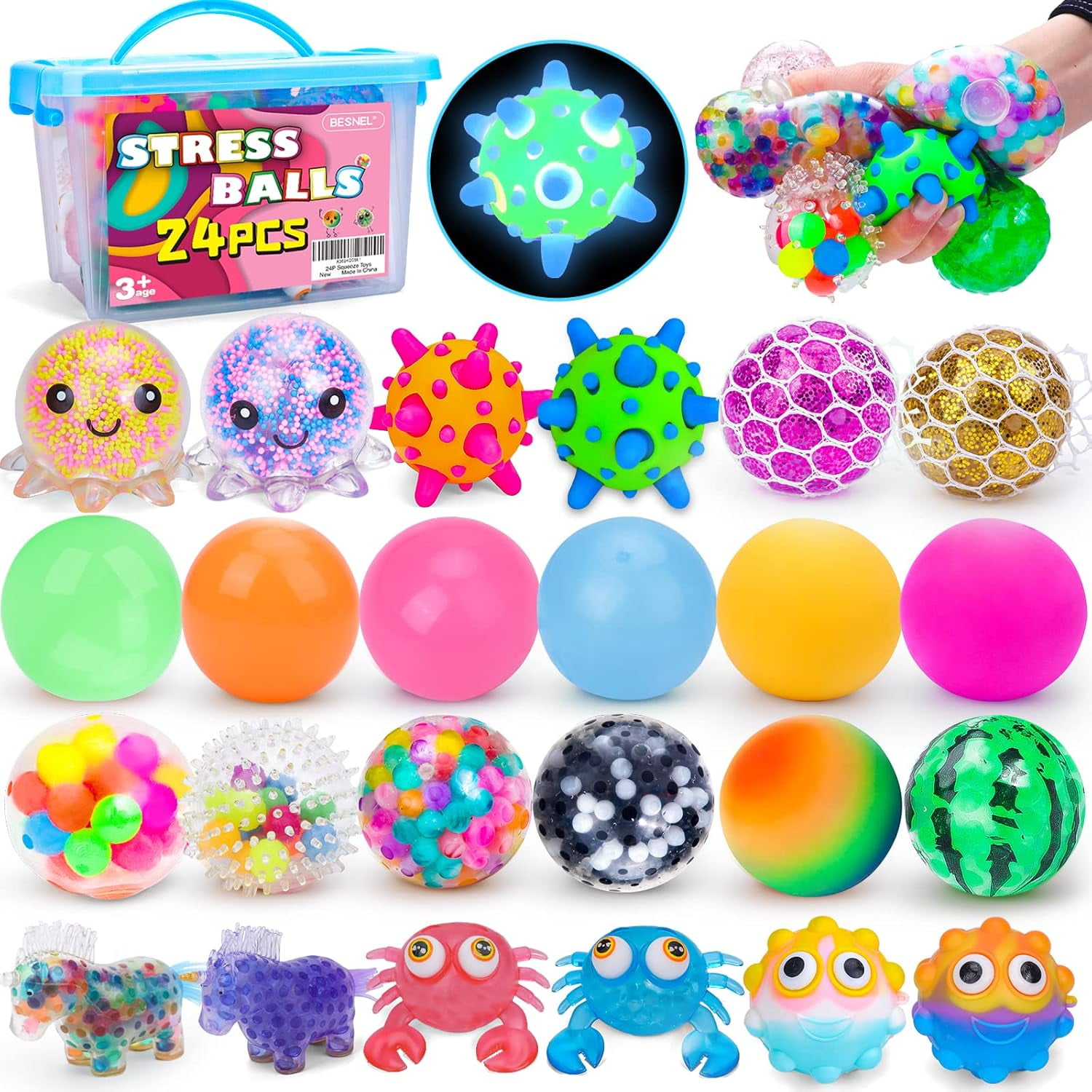 24 Pack Stress Balls, Squishy Balls, Squishy Fidget Relief Balls ...