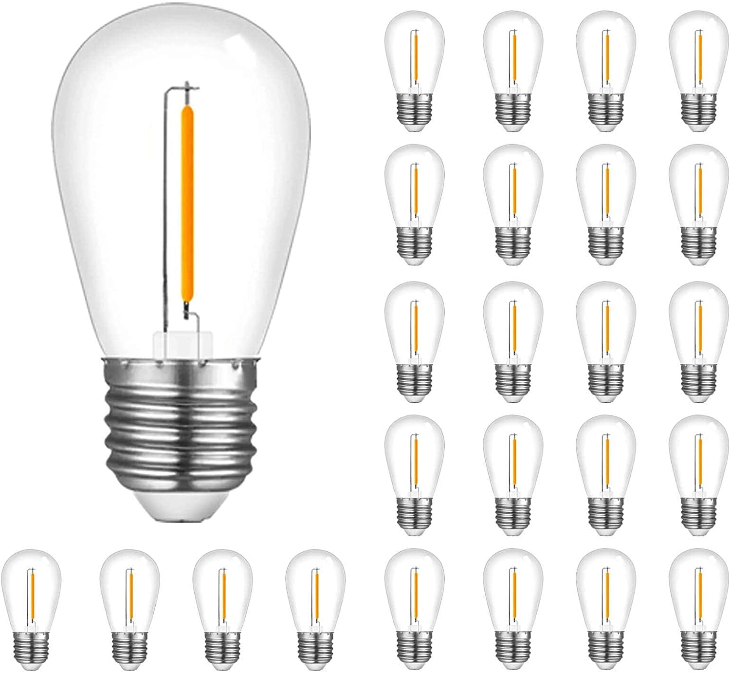 24-Pack S14 Outdoor Waterproof Replacement Bulbs, E26 Base, 1W 120V ...