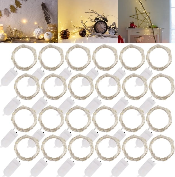 24 Pack String Lights Indoor Outdoor, 6.5ft Fairy Christmas Lights with ...