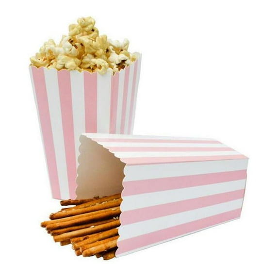 24 Pack Striped Popcorn Boxes for Parties, Decorative Movie Night Snack ...