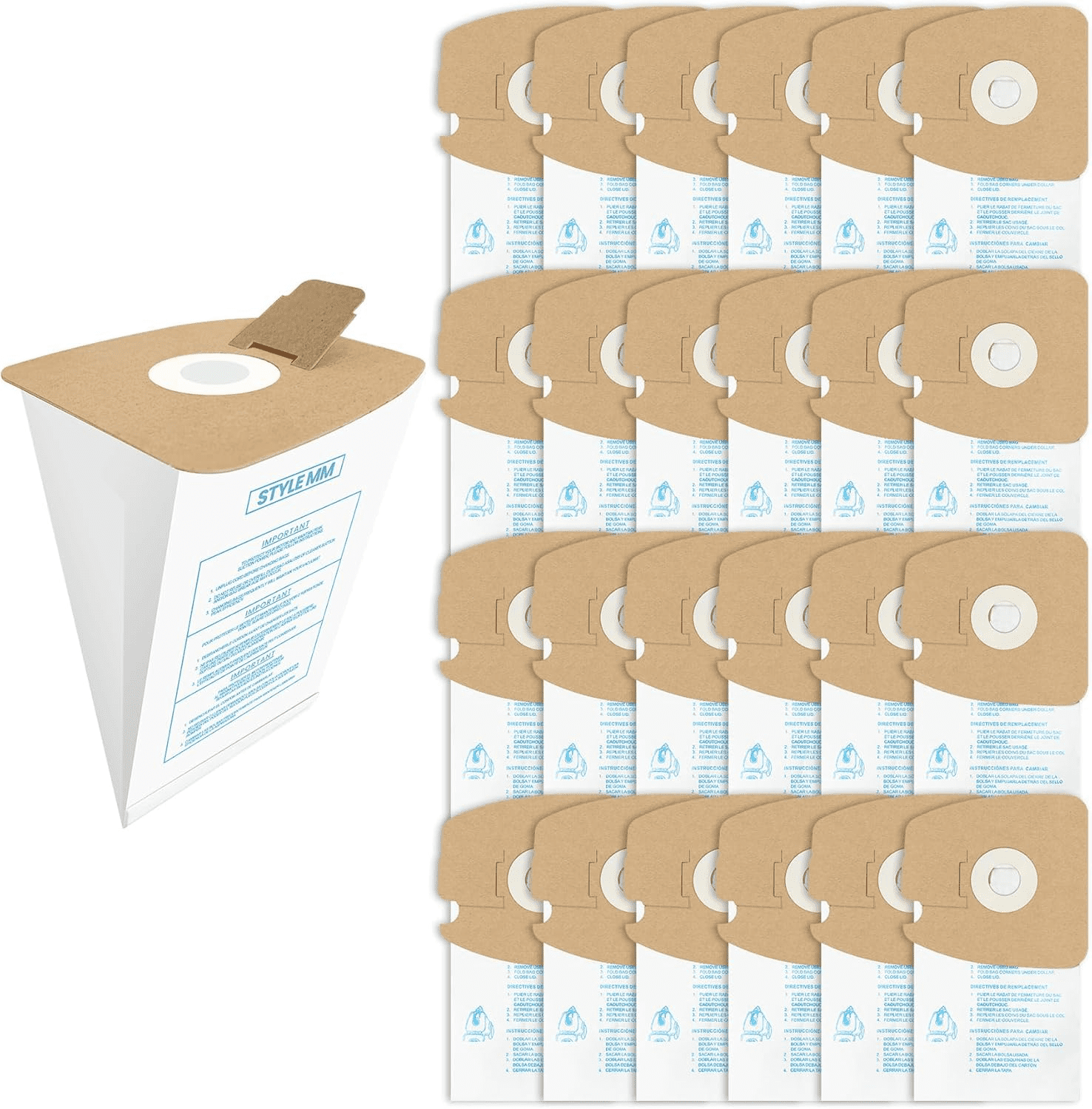 24 Pack Style MM Vacuum Bags Compatible with Eureka Mighty Mite 3670 ...
