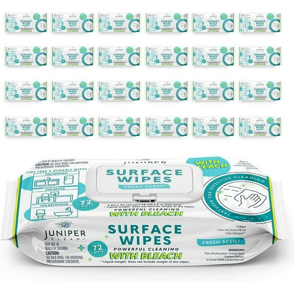 24 Pack Surface Cleaning Wipes with Bleach, All-Purpose Cleaner for ...