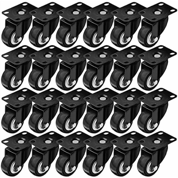 24 Pack Swivel 2" Caster Wheels Rubber Base with Top Plate & Bearing ...