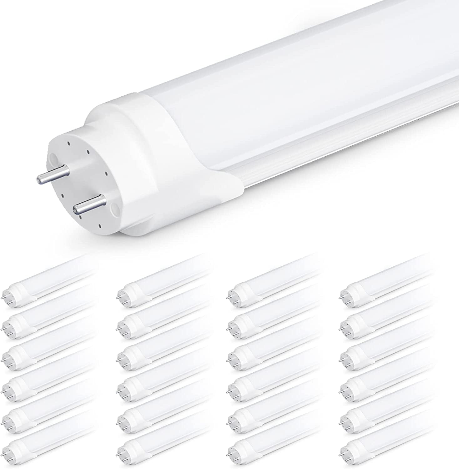 24-Pack T8 4FT LED Bulbs, 5000K Daylight, 18W 2200LM, T8 T10 T12 Tube Lights, Ballast Bypass ...