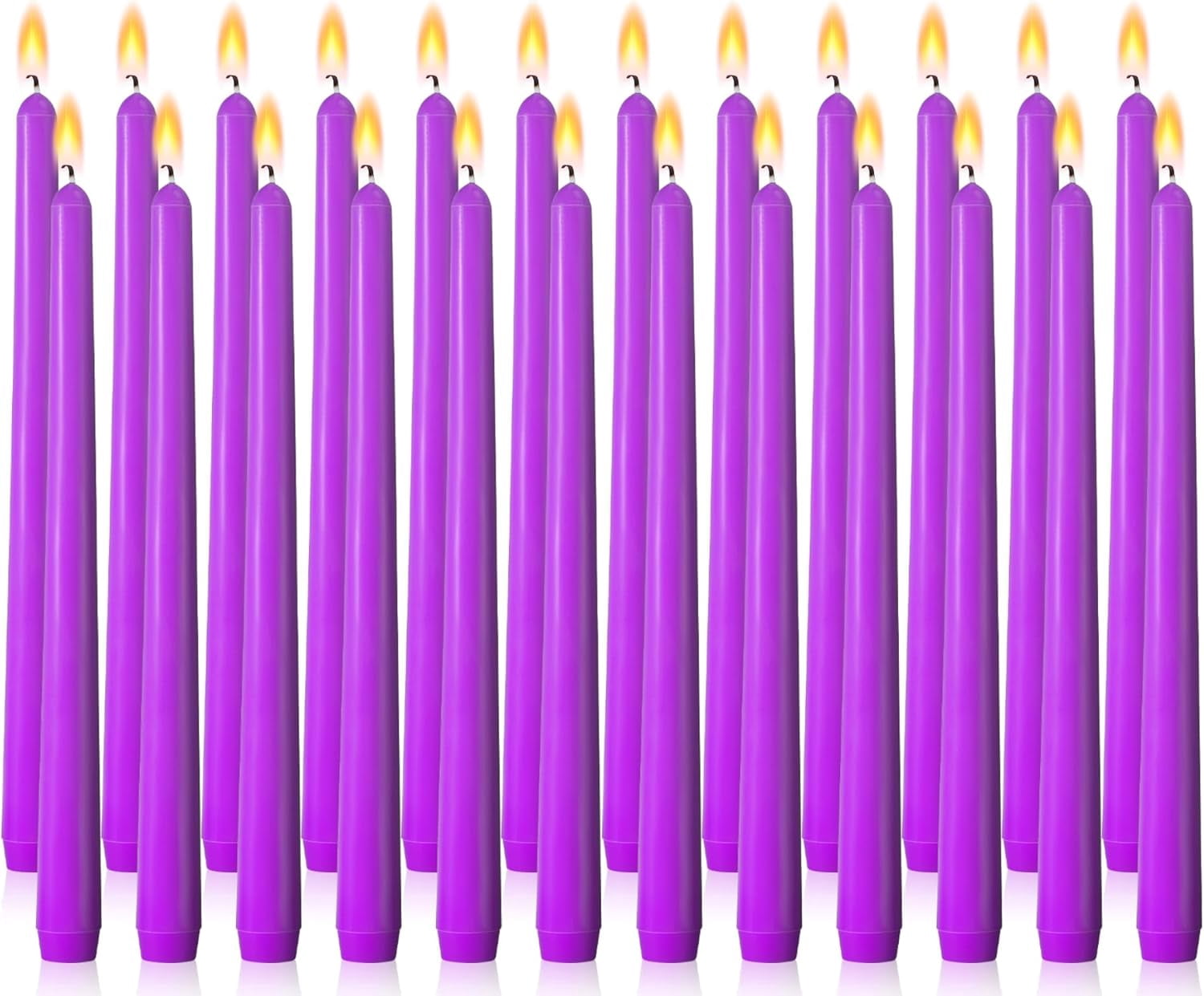 24 Pack Taper Candles, 10 Inch Purple Tapered Candles, Tall ...