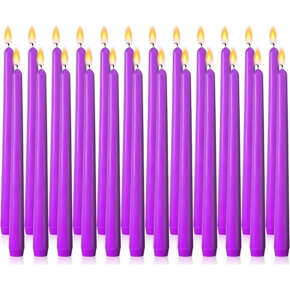 24 Pack Taper Candles, 10 Inch Purple Tapered Candles, Tall ...