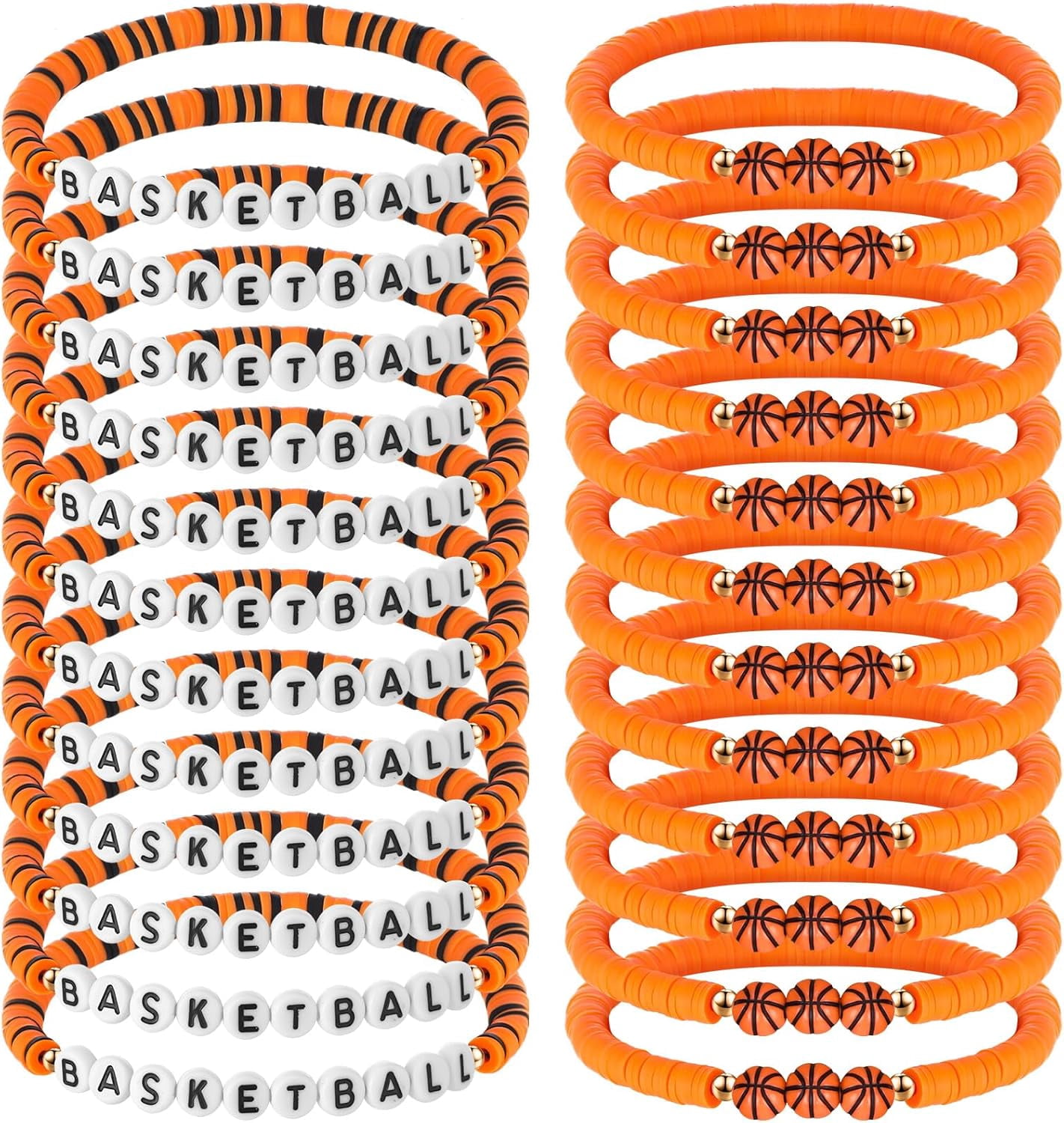 24 Pack Team Gifts Ball Letter Clay Beaded Bracelet Bulk Sport Party ...