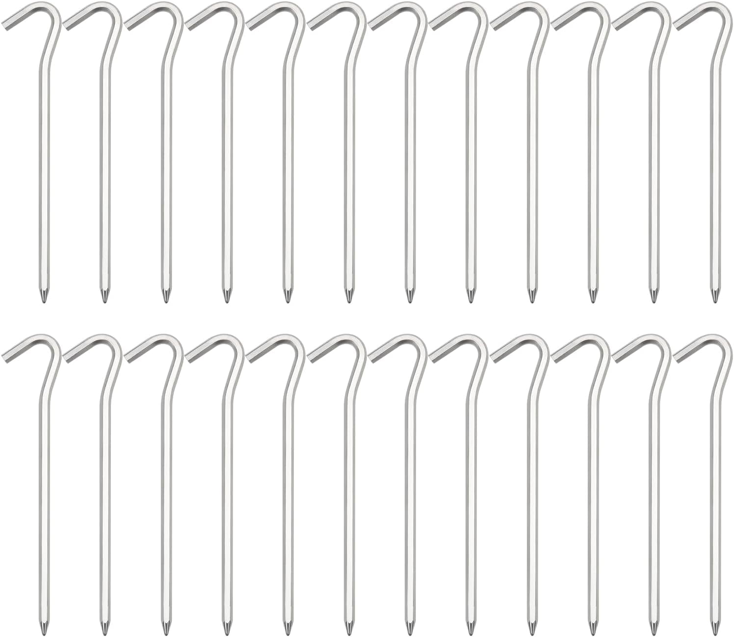 24 Pack Tent Pegs, Aluminum Tent Stakes Pegs with Hook, 7" Hexagon Rod ...