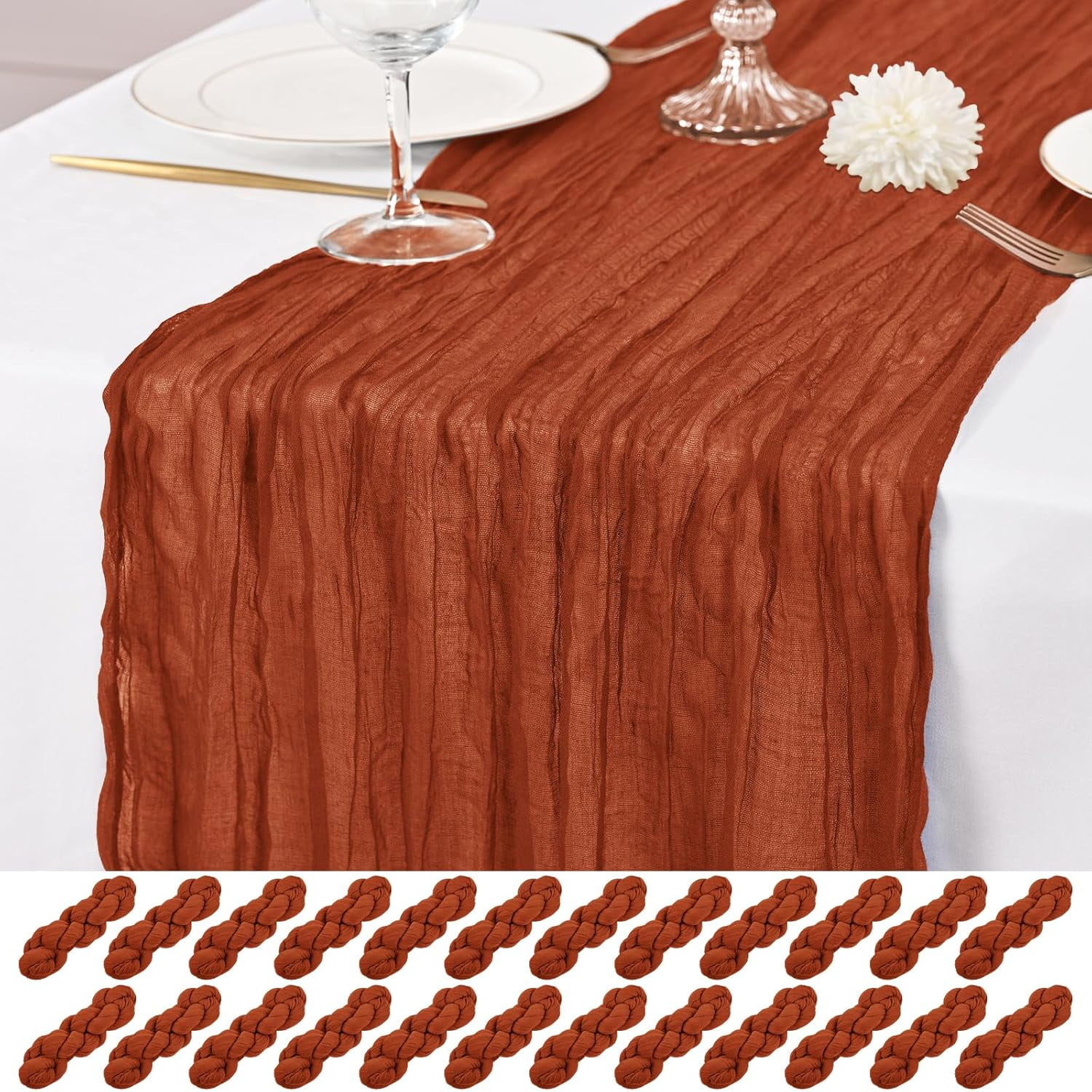 24 Pack Terracotta Table Runner 10Ft Cheesecloth Table Runner Rustic ...