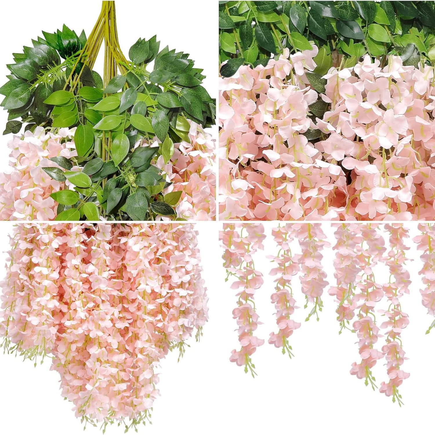 24 Pack(Total 43.2 Feet) Artificial Fake Wisteria Vine Rattan Hanging ...