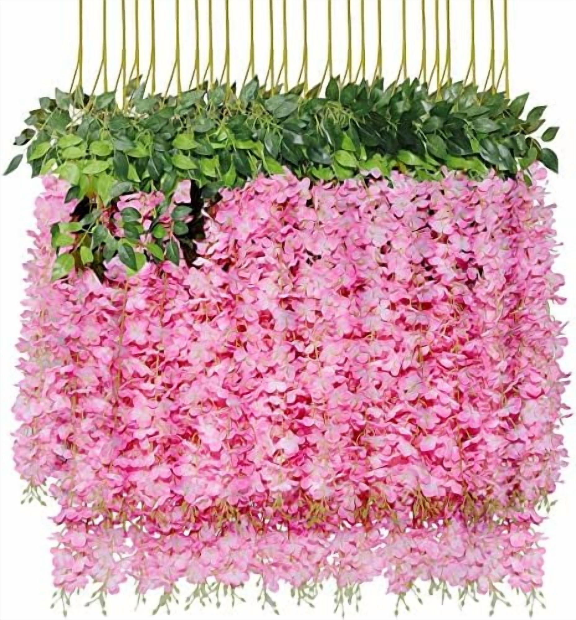 24 Pack (Total 86.4 Feet) Artificial Fake Wisteria Vine Rattan Hanging ...