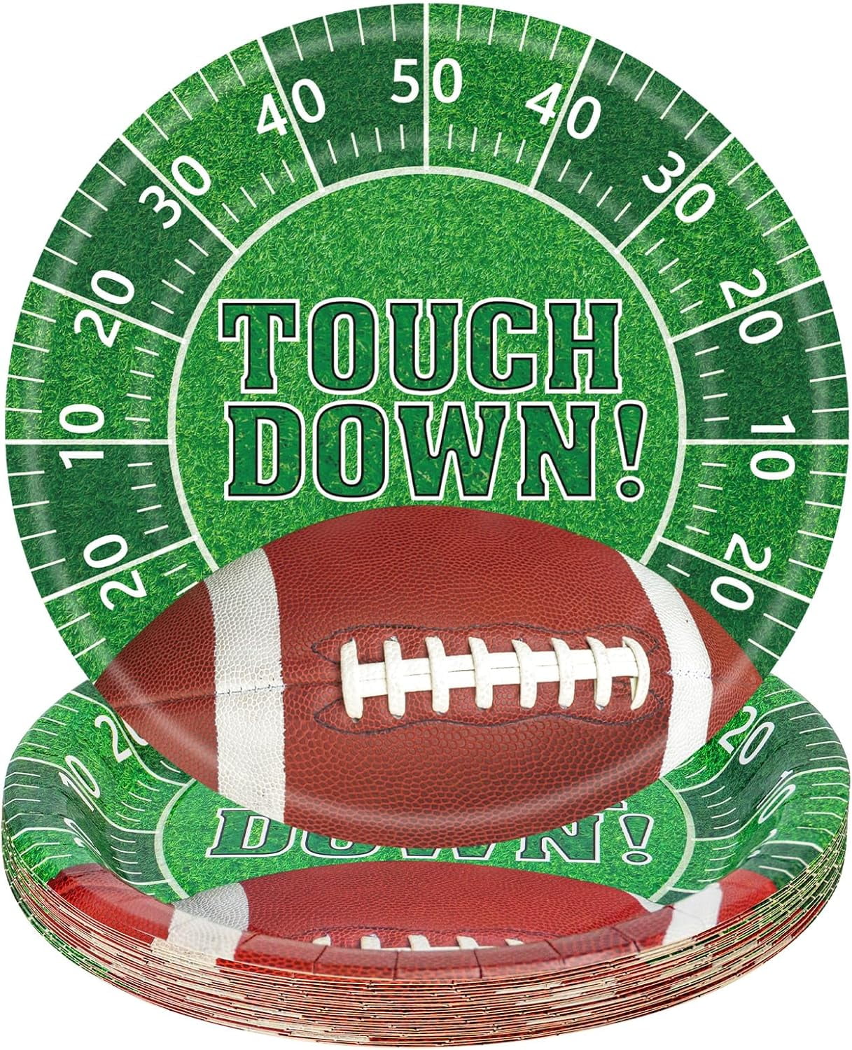 24 Pack Touchdown Football Plates Sets - Rugby Theme Party Supplies, 7 ...