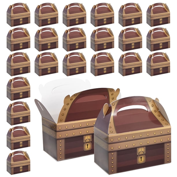 24 Pack Treasure Chest Gable Party Treat Favor Boxes for Kids Pirate ...