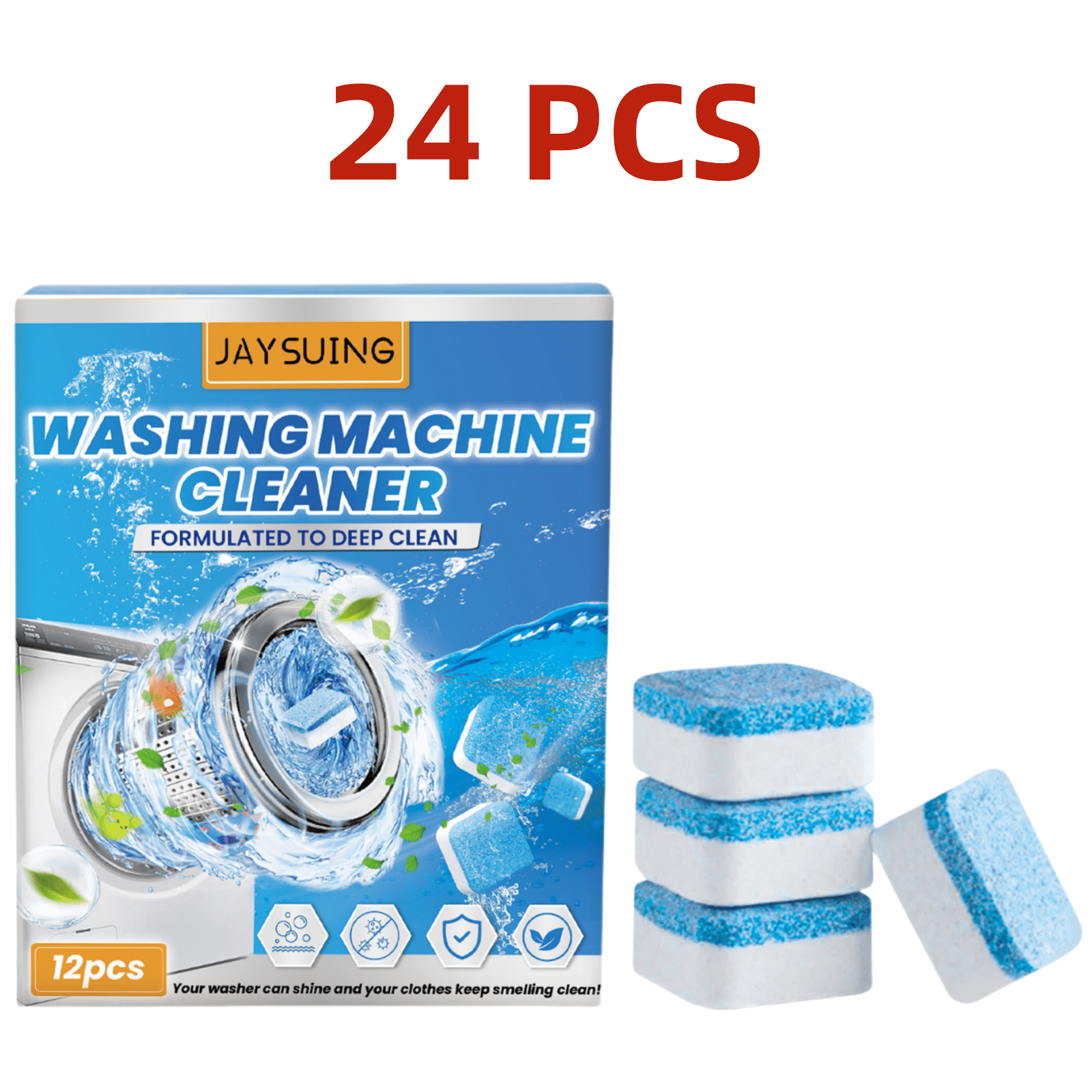 24 Pack True Fresh Washing Machine Cleaner Tablets, Deep Cleaning ...