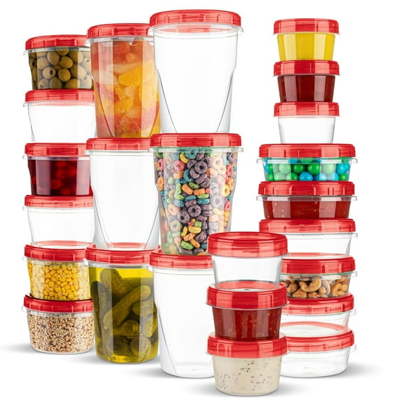 24 Pack Twist Top Containers Assorted Sizes Plastic Food Storage ...
