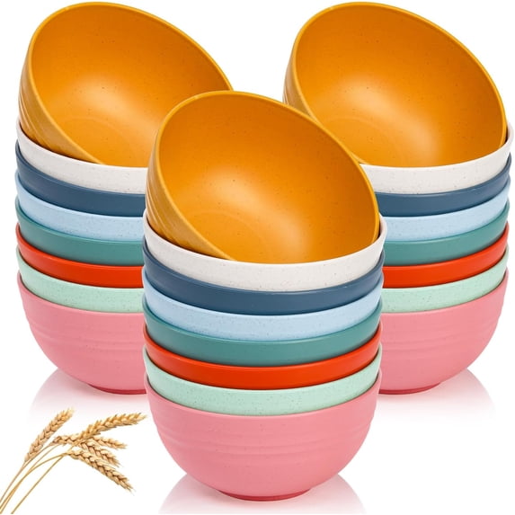 24 Pack Unbreakable Wheat Straw Cereal Bowls, 26 Oz Lightweight Soup ...