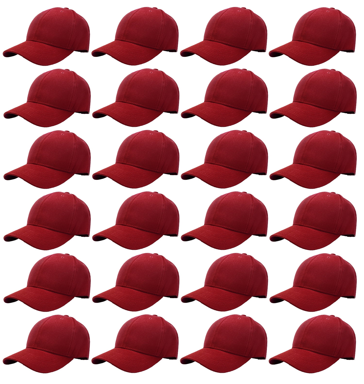 24 Pack Unisex Baseball Cap Bulk Wholesale Plain Blank Hat Adjustable ...