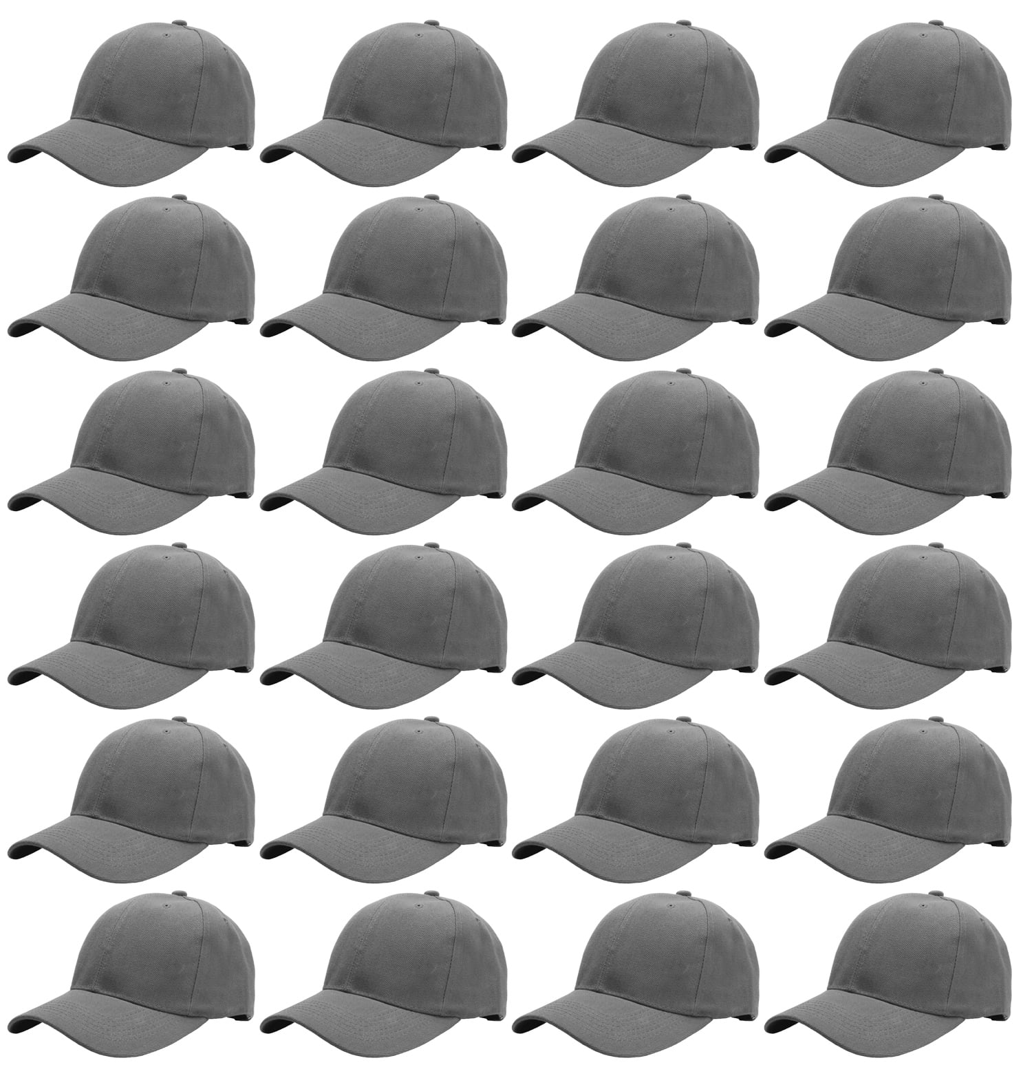 24 Pack Unisex Baseball Cap Bulk Wholesale Plain Blank Hat Adjustable ...