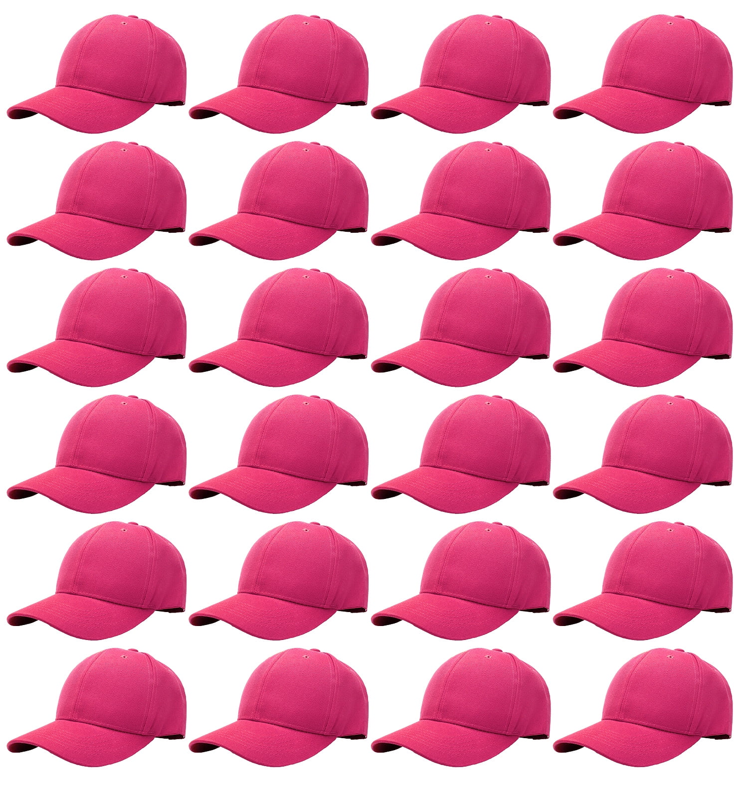 Falari 24 Pack Unisex Adjustable Baseball Caps, Hot Pink, Blank, 80% ...