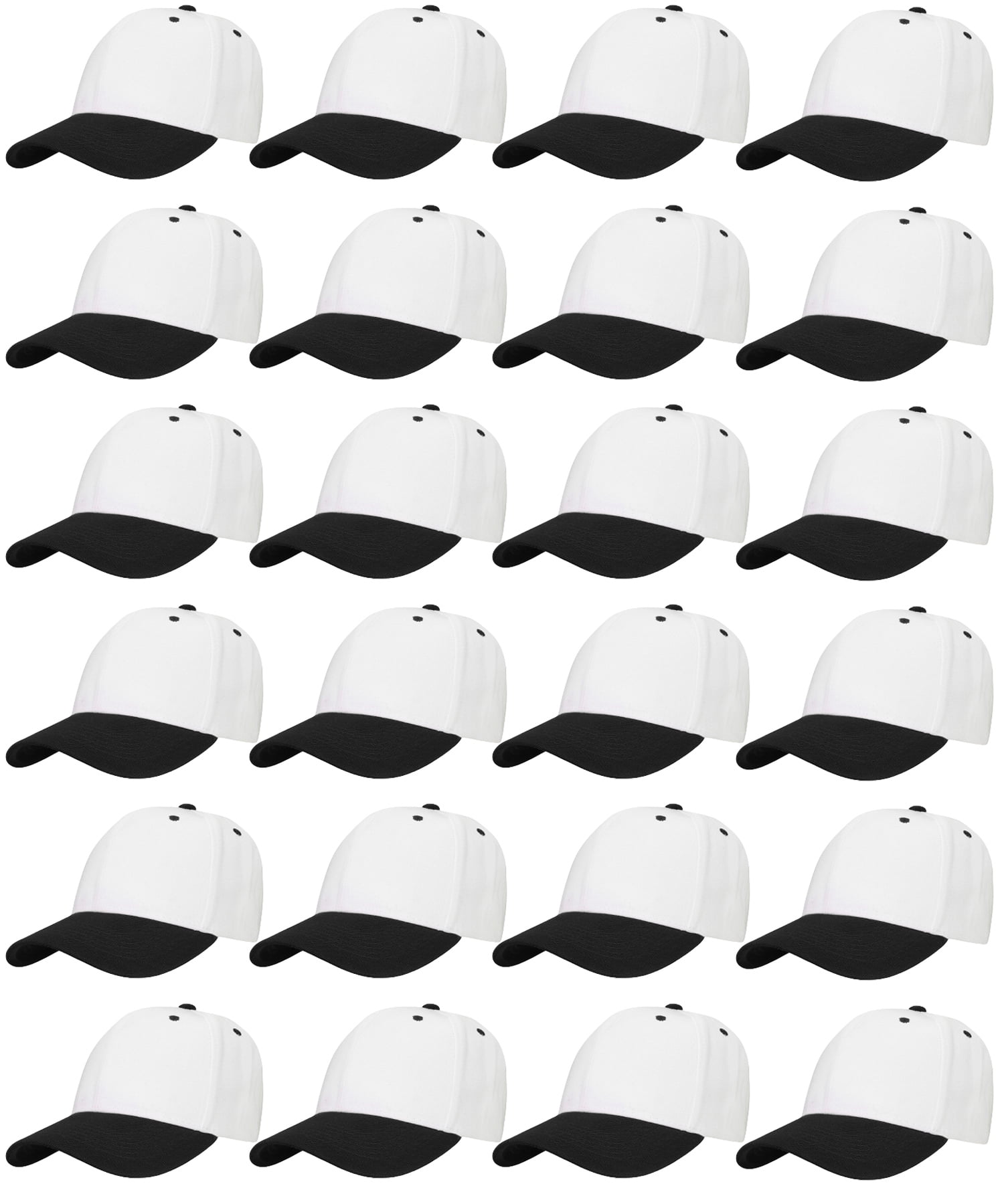 24 Pack Unisex Baseball Cap Bulk Wholesale Plain Blank Hat Adjustable ...