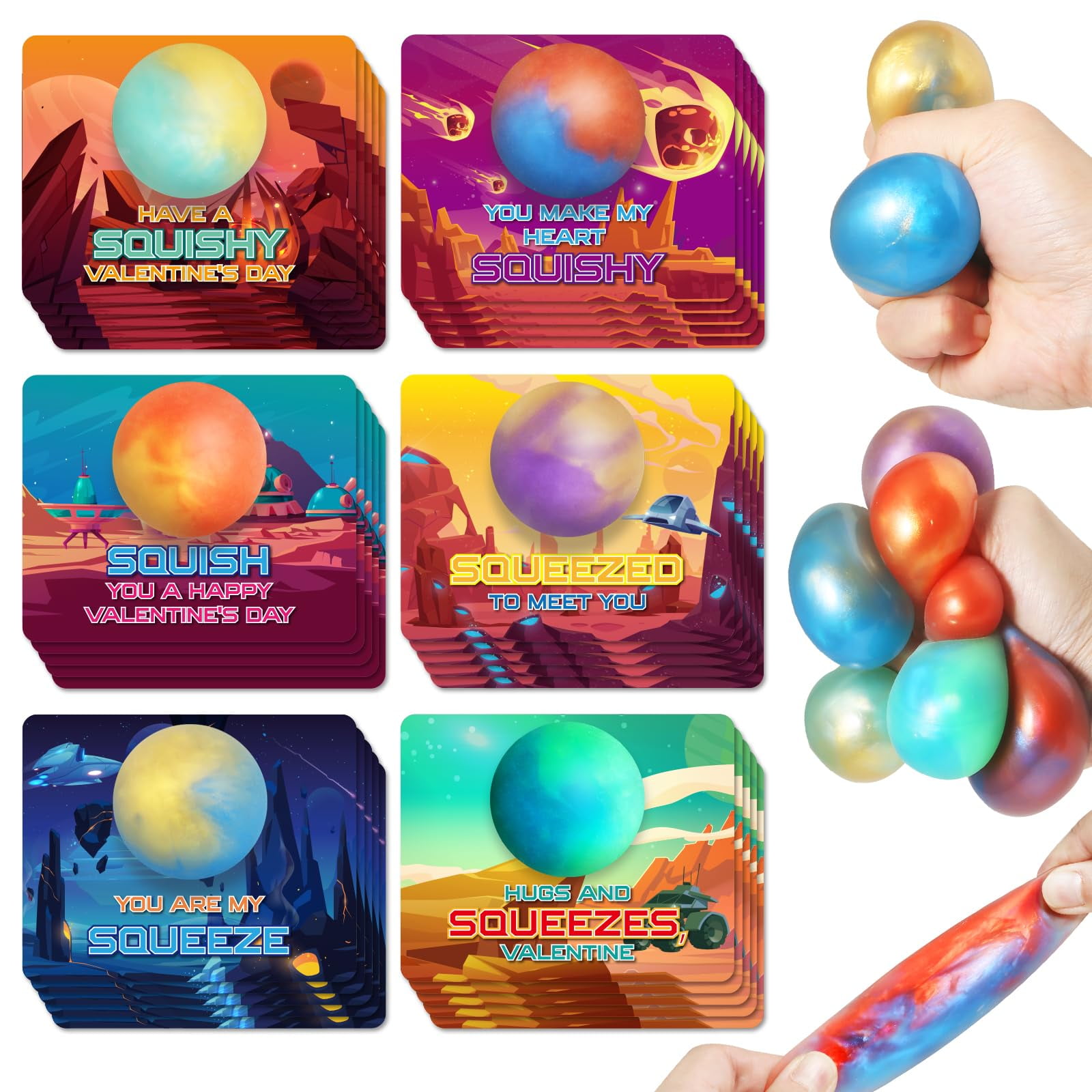 24 Pack Valentine's Day Cards with Slime Ball Kits, Valentines Cards ...