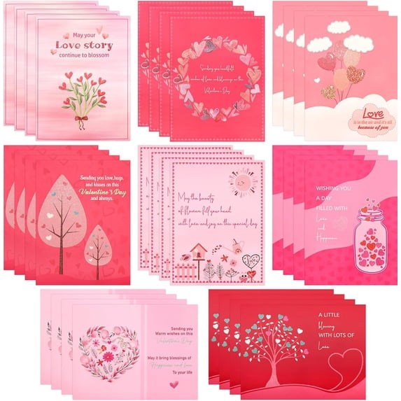 24 Pack Valentines Day Cards with Envelopes Religious Glitter Valentine ...