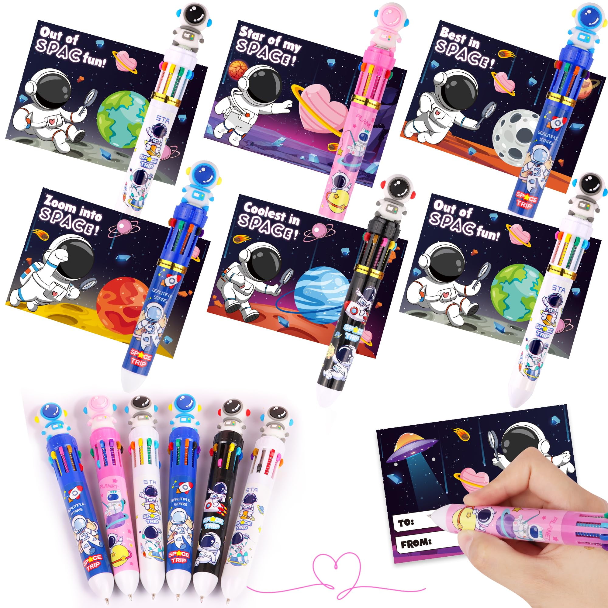 24 Pack Valentines Day Gifts for Kids Classroom, Cards with Galaxy ...