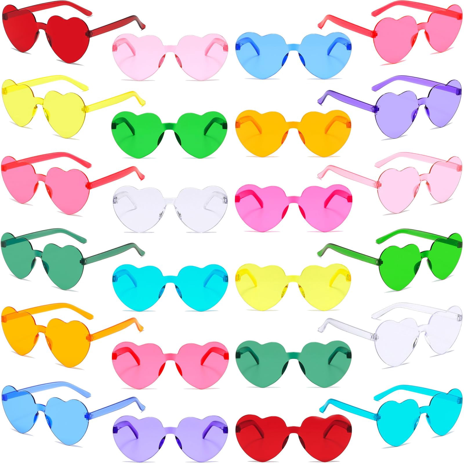 24 Pack Valentines Day Kids Heart Sunglasses Bulk Party Favors - Neon ...