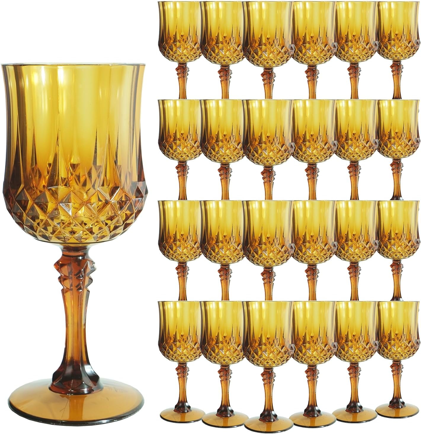 24-Pack Vintage Style Plastic Wine Goblets – Transparent Cordial ...