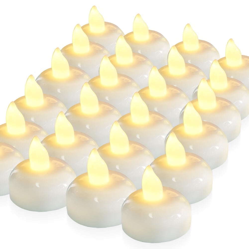 24 Pack Waterproof Flameless Floating Tealights,Warm White Battery ...