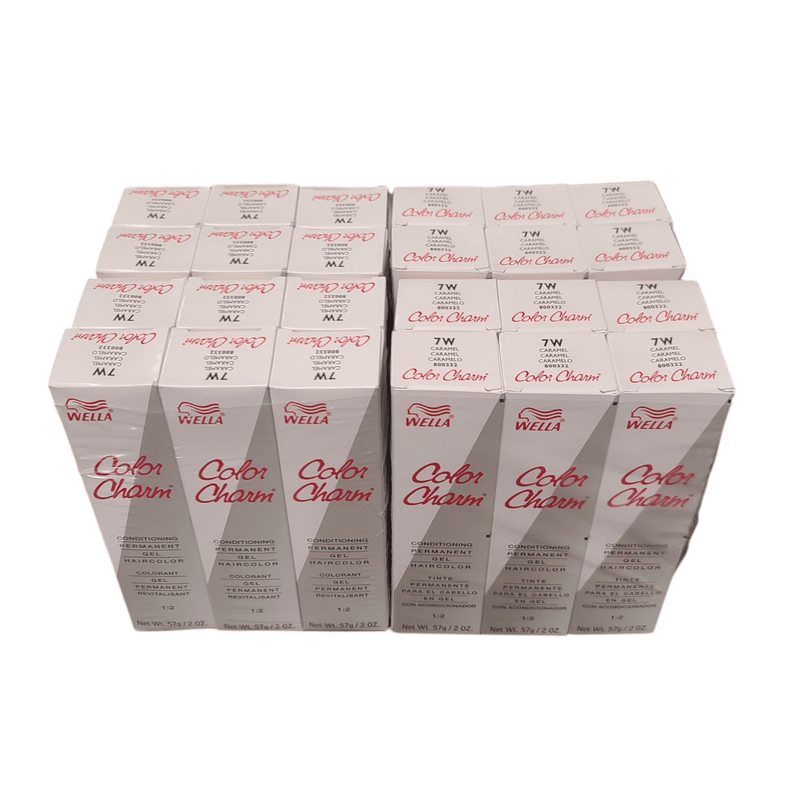 24 Pack Wella Color Charm Permanent Gel Hair Color 7W Caramel - 2 oz ...