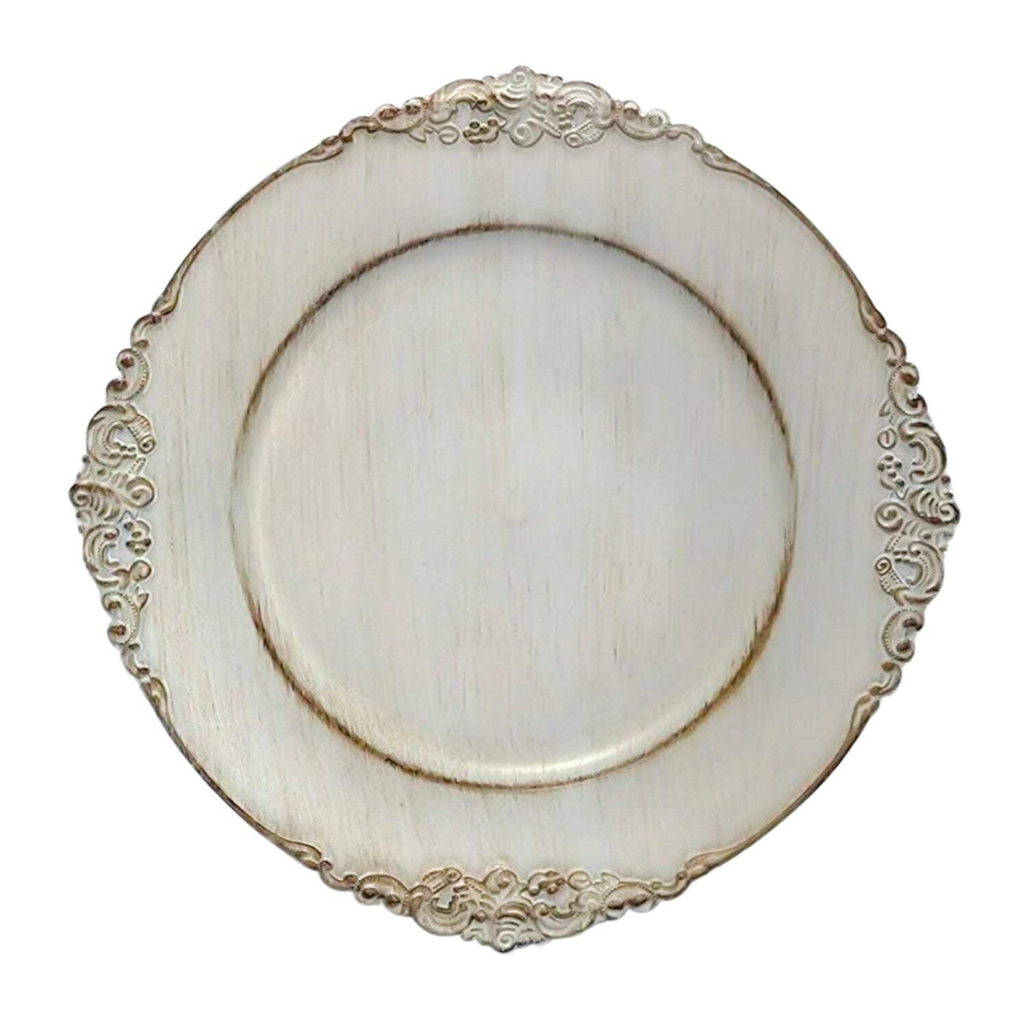 24 Pack | White Antique Plastic Charger Plate - Walmart.com