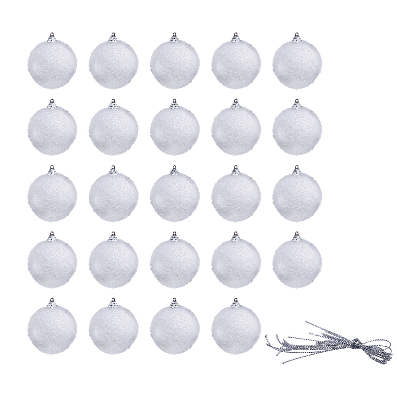 24-Pack White Shatterproof Foam Christmas Ornaments - Lightweight Tree ...
