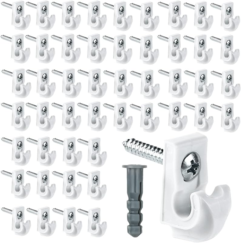 24 Pack White Down Wall Clip Closet Shelves Clips Wire Shelf Loop Clips ...