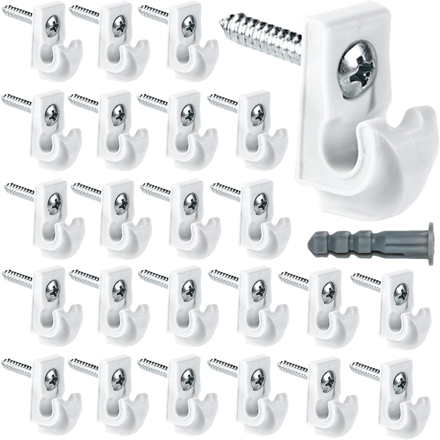 24 Pack White Down Wall Clip Closet Shelves Clips Wire Shelf Loop Clips ...