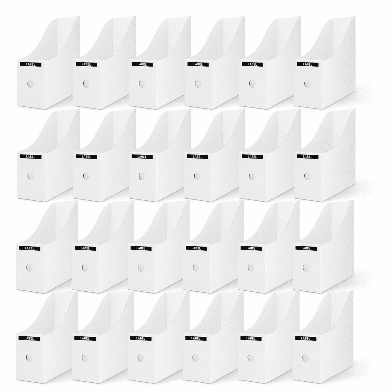 24 Pack WhiteCardboard Magazine File Holder with Label Slot, Corrugated ...