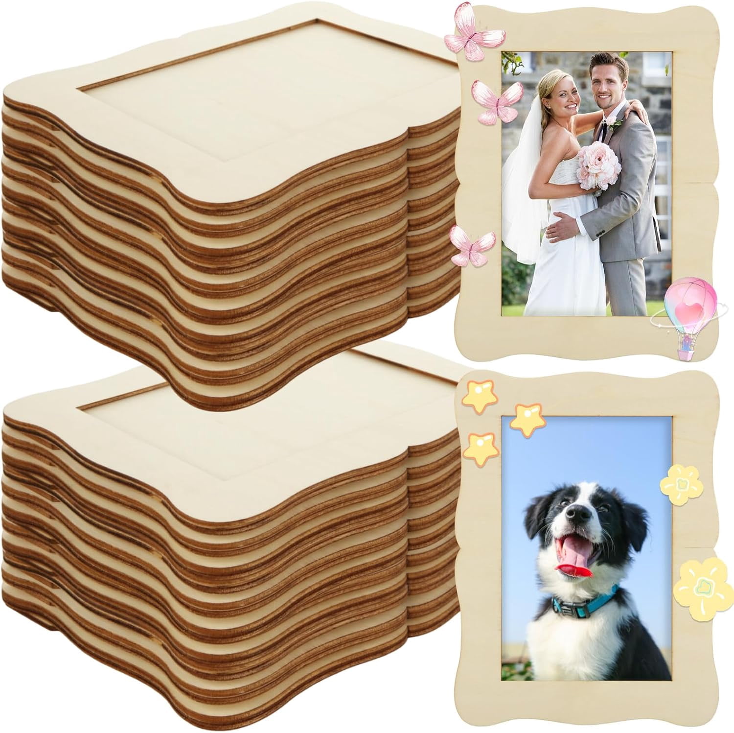 24 Pack Wooden Picture Frames 4x6, DIY Wood Picture Frames for Crafts ...